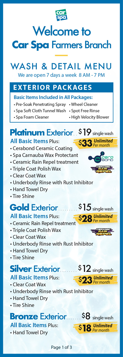 Mobile Menu Farmers Branch, TX – Car Spa | Premium Car Wash at ...