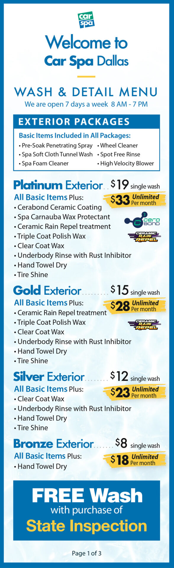 Mobile Menu Dallas, TX - Car Spa | Premium Car Wash at Affordable Price